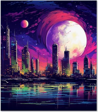 Wallario Herdabdeckplatte/Spritzschutz aus Glas, 52 x 60 cm, 1-teilig mit 8 mm hohen Füßen, für Ceran- und Induktionsherde, Zukunft unter fremden Himmeln