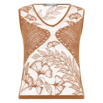 Alberta Ferretti &Auml;rmelloses Blumen-Top - - Tops - Damen - Beige - 2XS