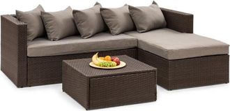 Blumfeldt Blumfeldt - Theia Lounge Salon de jardin canap&eacute; dangle pouf 5 coussins marron