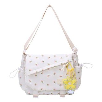 Generic Kexpery Nylon Floral Sac &agrave; Main &Eacute;paule Femme Sac Messenger Polyvalent pour Travail Shopping Voyage avec Bandouli&egrave;re R&eacute;glable