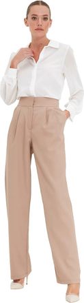Trendyol Damen Trendyol Draperet foldet bredde Pants, Hellbraun, 34 EU