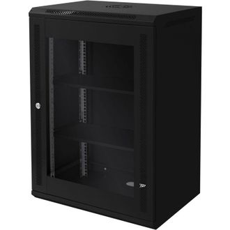 ECD Germany Ecd Germany - Netzwerkschrank 16 he, Serverschrank 19 Zoll, Schwarz, Wandmontage, 450 mm Tiefe, 600 x 850 x 450 mm, voll montiert, Server Geh&auml;use mit