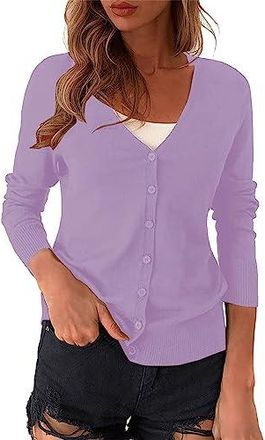 Generico Cardigan Femme Bleu Doux &Eacute;l&eacute;gant D&eacute;contract&eacute; Veste En Tricot Respirant Confortable L&eacute;ger Cardigan Bol&eacute;ro Automne Hiver Golfino &agrave; Manches Longues Ouver