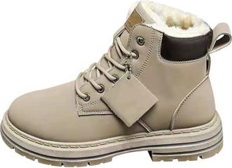 Generic Bottes de neige imperm&eacute;ables pour homme - En cuir synth&eacute;tique - Doublure en fourrure synth&eacute;tique - Chaussures dhiver &agrave; lacets - Soutien de la vo&ucirc;te pl