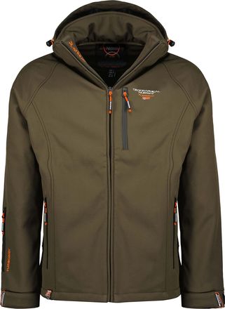 Geographical Norway Taboo Men - Jacke Softshelljacke Herren Wasserdicht atmungsaktiv Kapuzen - Outdoor Mantel Windjacke Tactical - Wandern Ski Herbst Winter Fr&uuml;hling (Kha