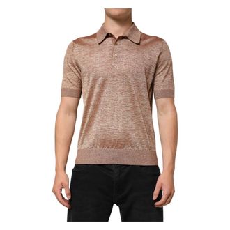 Dolce & Gabbana Homme, Tops, Brun, Taille: M Polo &agrave; Manches Courtes