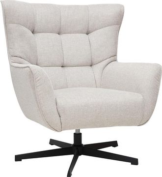 Miliboo Skandinavischer Drehsessel, Stoff, Velours-Effekt, Beige und Metall, Avery
