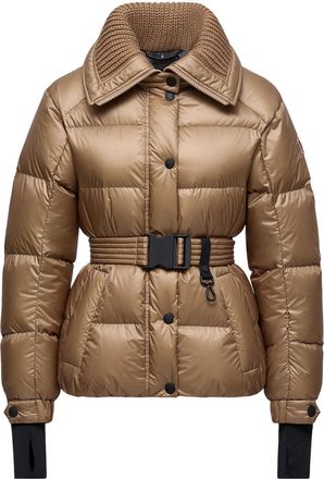 Moncler Moncler Bataillouse Belted Down Ski Jacket, Women, Beige, Size: 0