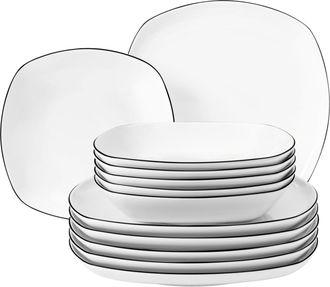 SELTMANN WEIDEN Seltmann Lido Tafelservice, Eckig, Schwarz, 12-Teilig, 1-teilig