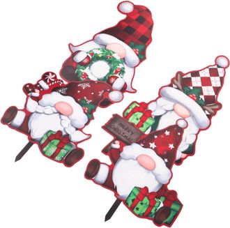 Valiclud 4 Stück Teiliges Weihnachtsgarten Festliche Gartenstecker mit Wichtel-Motiv Wetterfeste Weihnachts-rasenschilder für Outdoor-weihnachtsdeko und Party 