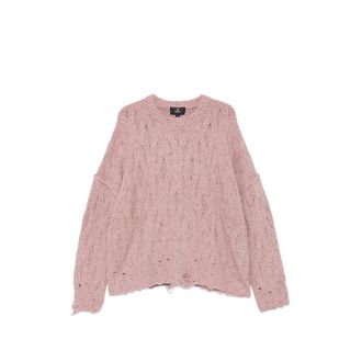 Represent Distressed Cable-knit Sweater