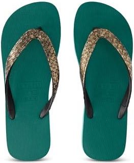 UZURII | Python Bronze - Bosgroen | Tongs pour femme | Sandales confortables et &eacute;l&eacute;gantes faites &agrave; la main | Pour int&eacute;rieur et ext&eacute;rieur 45/46