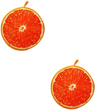 Cabilock 2 St&uuml;ck Rundes Obst Sitzkissen Orange Pl&uuml;sch mit Abnehmbarem Bezug Weiches Sitzpolster f&uuml;r Sofa Gartenstuhl B&uuml;ro und Boden Waschbar Dekoratives Frucht