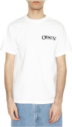 Obey Homme, Tops, Blanc, Taille: M Maglietta Girocollo
