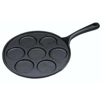 KitchenCraft Gusseisen Mini-Pfannkuchenpfanne, Backofen-sichere Pfanne kann sieben Blinis mit einer Gr&ouml;&szlig;e von je 6,5 cm auf jedem Herd backen, 24 x 37,5 cm, 1 St&uuml;c