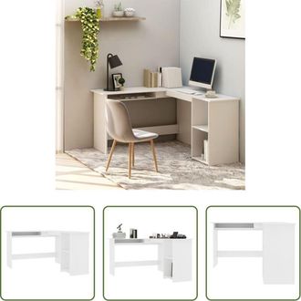 vidaXL vidaXL Schreibtisch mit Tastaturablage - Eckschreibtisch in L-Form Wei&szlig; 120x140x75 cm Holzwerkstoff