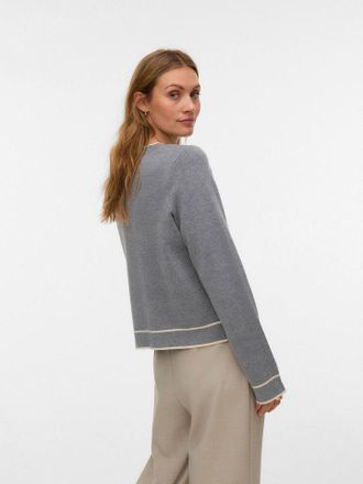Vero Moda Strickpullover VMGOLD LS O-NECK DOUBLE CONTRAST PULL