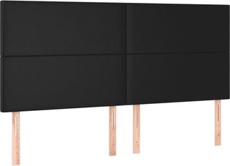 vidaXL Led Kopfteil Schwarz 180x5x118/128 cm Kunstleder Vidaxl