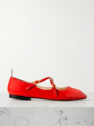 Thom Browne Ballerines En Cuir Verni À Finitions En Gros-grain - Rouge