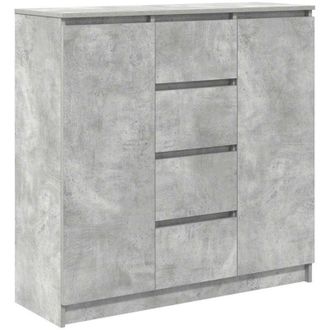 vidaXL Vidaxl - Buffet avec tiroirs gris b&eacute;ton 100,5x35x98,5 cm bois ing&eacute;nierie