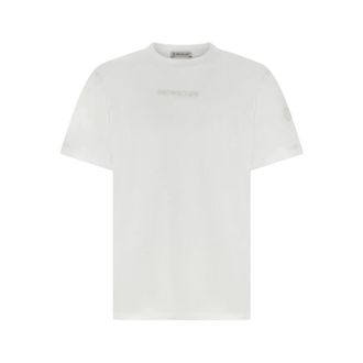 Moncler Wei&szlig;es Logo Patch T-Shirt - - Tops - Herren - Wei&szlig; - XL