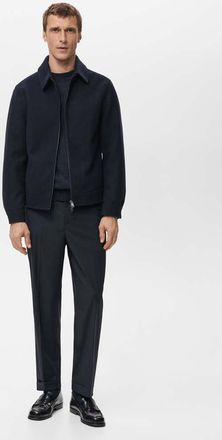 Mango Veste en drap &agrave; fermeture &eacute;clair bleu marine - Homme - XXL - MANGO MAN