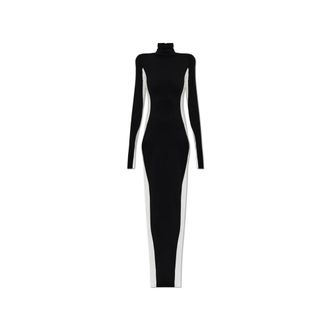 Dsquared2 Kleid mit eingen&auml;hten Schulterpolstern - - Dresses - Damen - Schwarzk - L