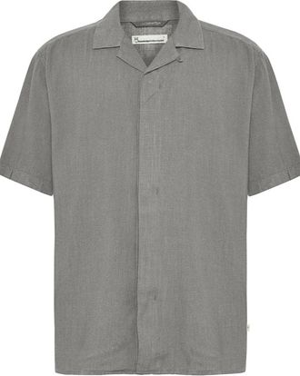 Knowledge Cotton Apparel Herren vegan Kurzarmhemd Moss Relaxed Ultimate Grau