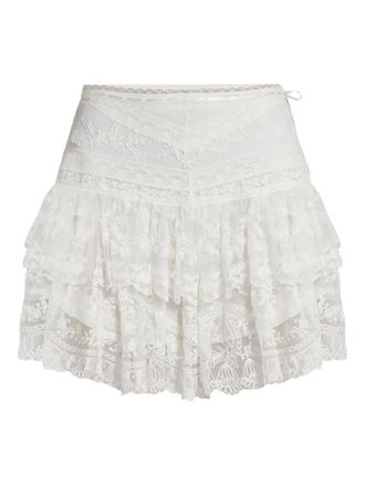 LoveShackFancy minijupe en dentelle - Blanc