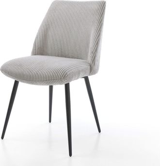 DELIFE Esszimmerstuhl Elso-Flex Cord Silbergrau 4-Fuß konisch Schwarz Taschenfederkern, Esszimmerstühle