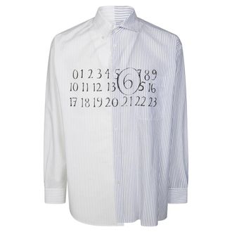 Maison Margiela Homme, Chemises, Blanc, Taille: M Chemise Asym&eacute;trique &agrave; Logo
