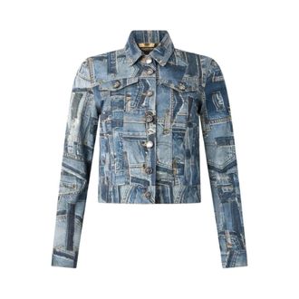 Roberto Cavalli Patchwork Denim Jacke mit Schlangenkn&ouml;pfen - - Jackets - Damen - Blau - XS