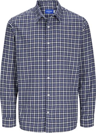 Jack & Jones JACK&JONES Herren JORJOSHUA Flannel Check Shirt LS Freizeithemd, Nightshadow Blue, S