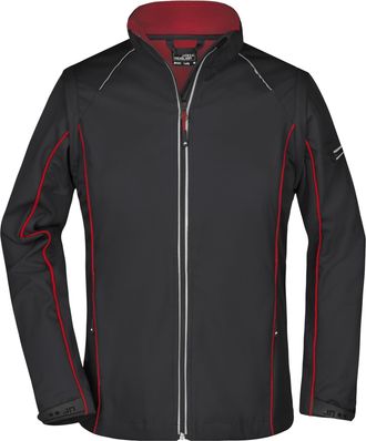 James & Nicholson Damen Softshelljacke mit abzippbaren &Auml;rmeln - Taillierte Funktionsjacke mit TPU-Membran | Farbe: black/red | Gr&ouml;sse: XXL