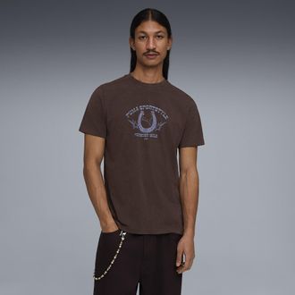 Puma T-shirt &agrave; motif r&eacute;tro d&eacute;lav&eacute; Homme, V&ecirc;tements, Marron, XXL