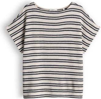 OPUS Kurzarmshirt Sostal aus Jersey mit Strick Optik gestreift, weich flie&szlig;ender Fall, nat&uuml;rlicher Griff, Casual