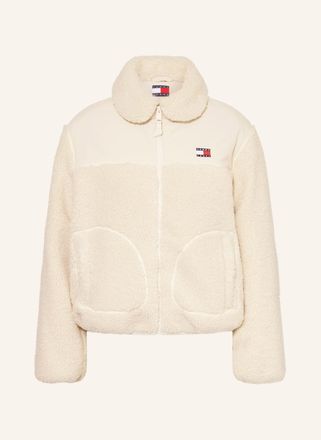 Tommy Jeans Teddyfell-Jacke Im Materialmix weiss
