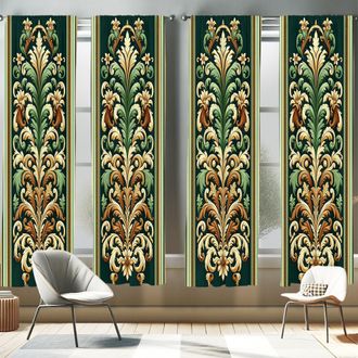 Abakuhaus Vorhänge 2er-Pack, Blätterkunst, Vorhang für Wohnzimmer Schlafzimmer, 4 Stück 75 cm x 245 cm,Jägergrün Pastel Braun