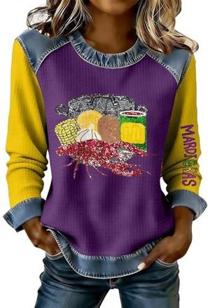 Generic Sweat-shirt &agrave; col rond imprim&eacute; minimaliste pour femme, polyvalent, &agrave; manches longues, haut basique confortable &agrave; manches longues, tuniques d&eacute;contract&eacute;