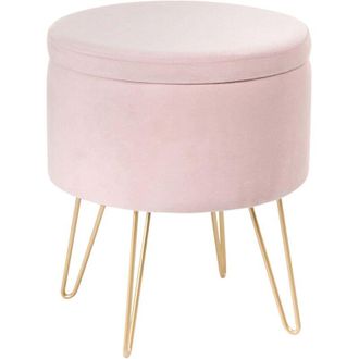 Beliani Pouf mit Stauraum SILAS Samtstoff Pastellrosa