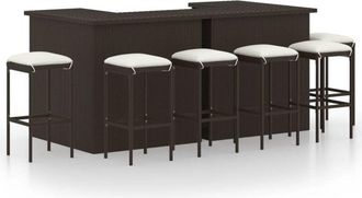 vidaXL Vidaxl - 8-tlg. Gartenbar-Set mit Kissen Poly Rattan Braun