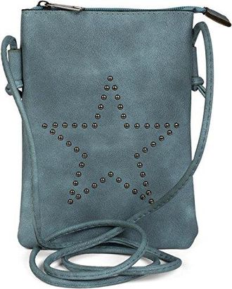 styleBREAKER Mini sacoche avec découpes en forme détoile, sac en bandoulière, sac à main, femmes 02012235, couleur:Bleu jeans