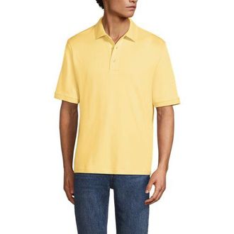 Lands End Supima Kurzarm-Polo, Classic Fit, Herren, Gr&ouml;&szlig;e:48-50 regular, Gelb, Baumwolle, by Lands End