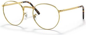 Ray-Ban New Round Optics Gold Fassung Klar Glas Polarisiert 50-21