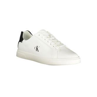 Calvin Klein Logo-Print Leather-Blend Sneaker - White
