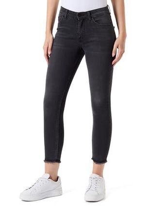 Only Onlhush Mid Waist SK RW Ank DNM Jean Taille Moyenne, Noir d&eacute;lav&eacute;, M x 32L Femme