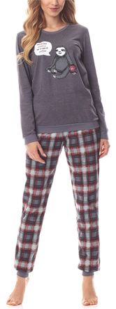 Merry Style Damen Schlafanzug Zweiteiler lang Pyjama Langarm Lange Hose mit Muster MS10-167 (Dunkelmelange Burgund, S)
