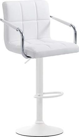 Clp Tabouret De Bar Ergonomique Lucy V2 en Similicuir I Hauteur R&eacute;glable I Chaise De Bar Pivotante avec Accoudoirs Dossier Et Repose-Pied, Couleur:Blanc, 