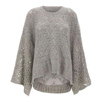 Maurizio Pull oversize en maille ajour&eacute;e - Femme - Pulls - Gris - Taille: 38 FR