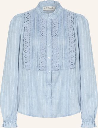 Lollys Laundry Lollys Laundry Bluse Arielll Mit R&uuml;schen Und Lochspitze blau